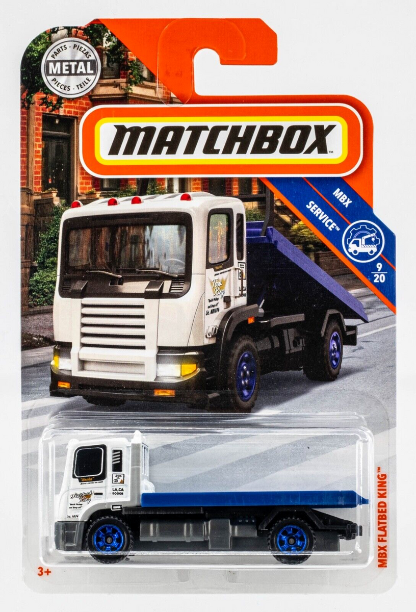 2018 Matchbox #32 MBX Flatbed King WHITE | BLUE | FSC – Village Diecast