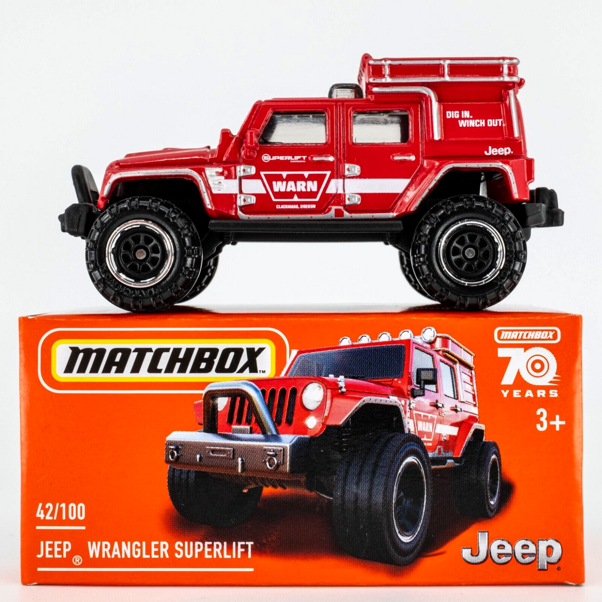 2023 Matchbox Power Grabs #42 Jeep Wrangler Superlift RED | WARN WINCH ...